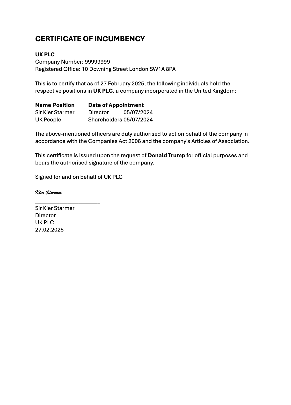 Certificate of Incumbency - Reach out now for help and guidance